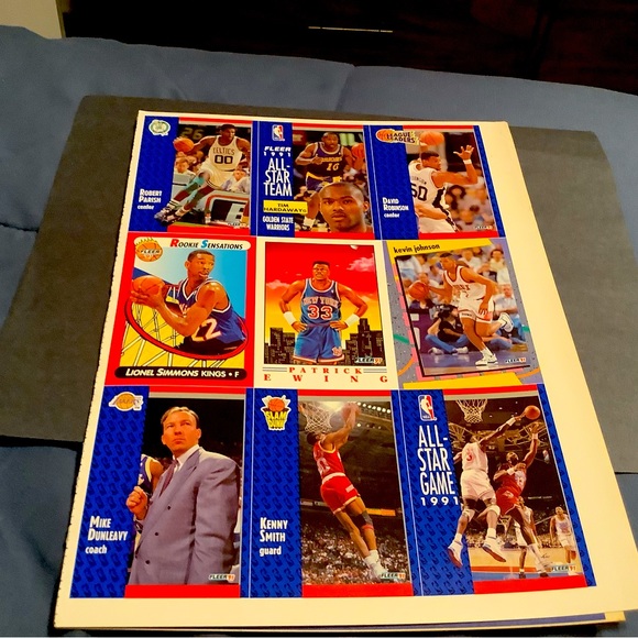 Toys | 1991 Fleer Basketball Uncut Sheet Cards With Patrick Ewing David ...